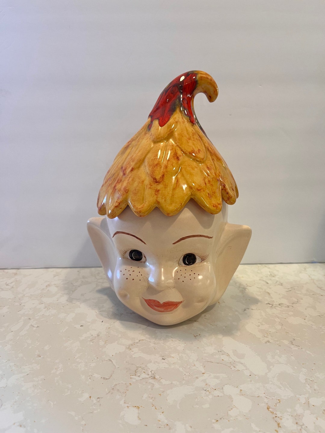 Vintage Pixie Head Cookie or Biscuit Jar - Etsy