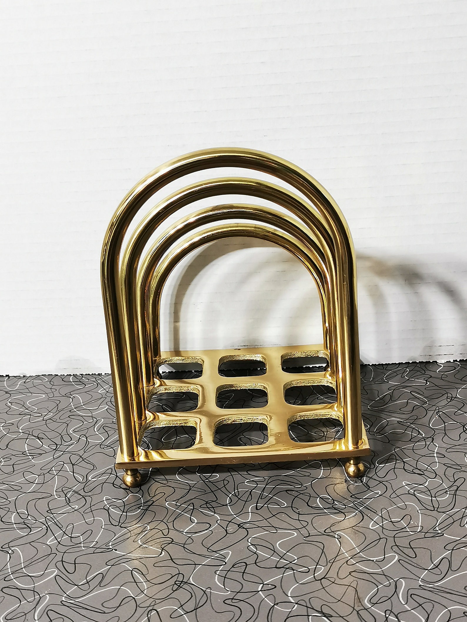 Vintage Brass Record Holder or Desk Organizer Record Vinyl Rack Record ...