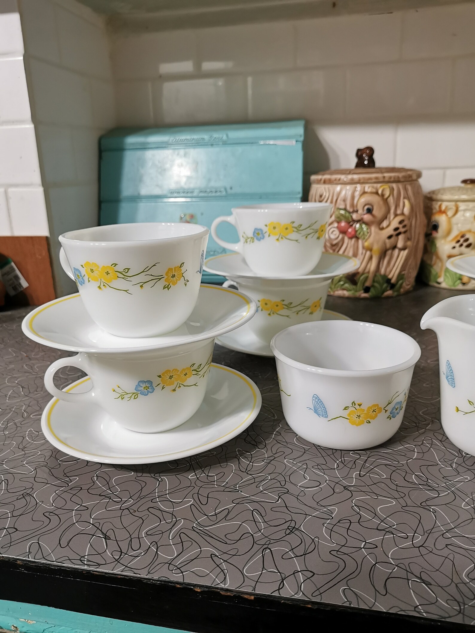 Pyrex Flirtation Tea Set Cream And Sugar Set | Etsy