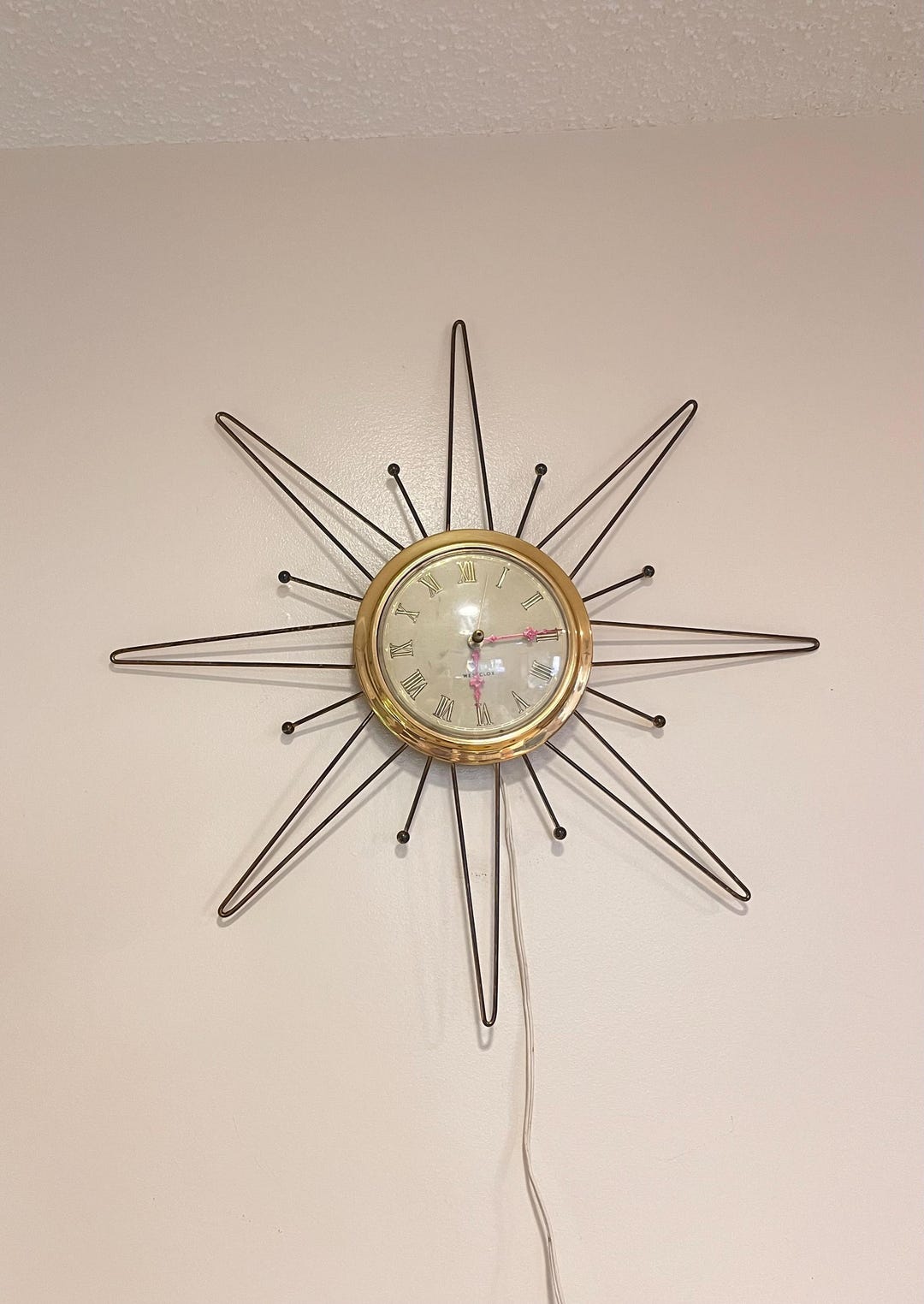 MCM Sunburst Starburst Clock Authentic Westclox - Etsy