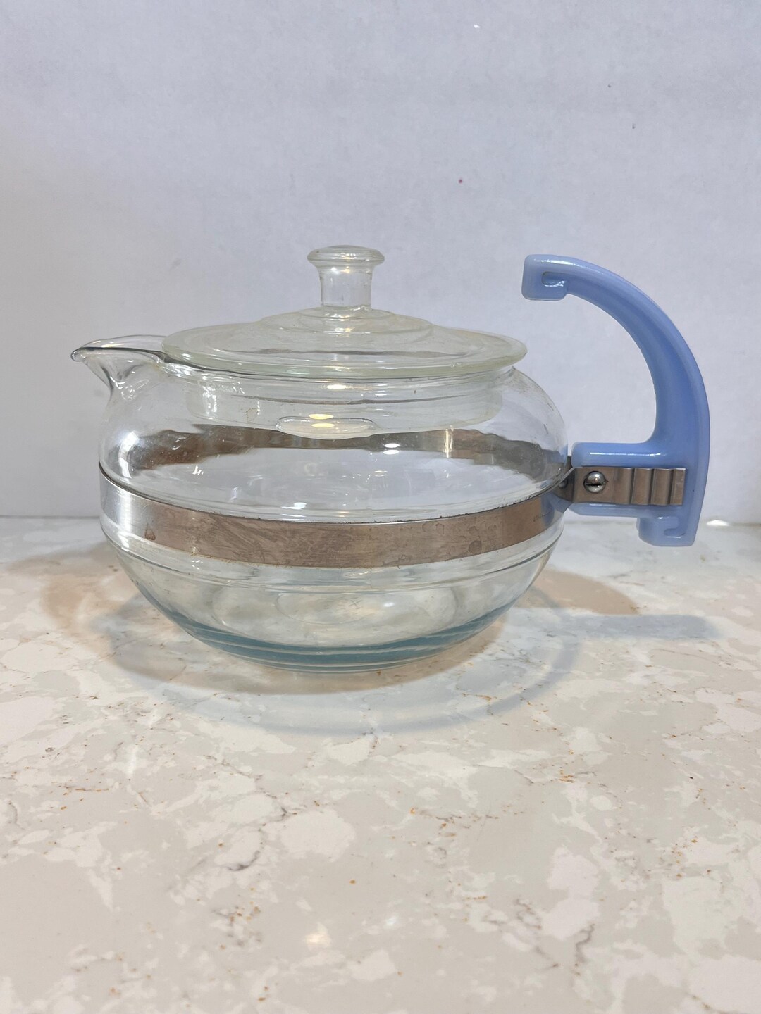 Vintage Antique Pyrex Flameware Teapot Delphite Blue Canadian 1930s - Etsy