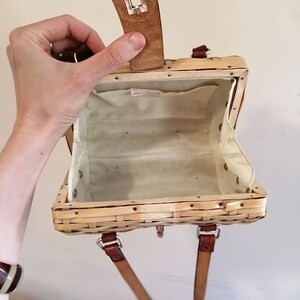 Vintage Basket Purse Basket Weave Purse With Leather Handle Accents Pin ...