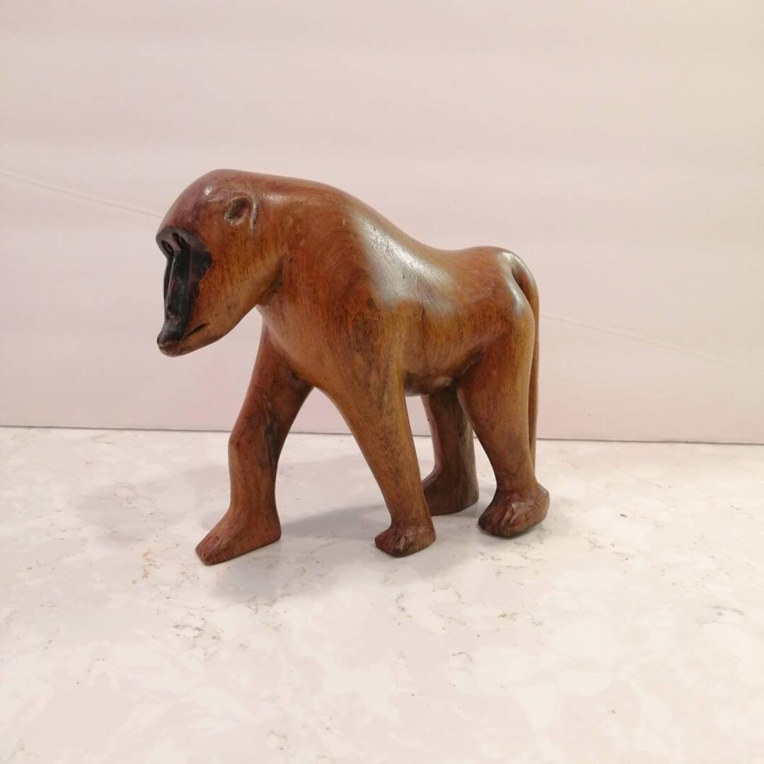 Vintage Carved Teak Baboon Figurine - Etsy