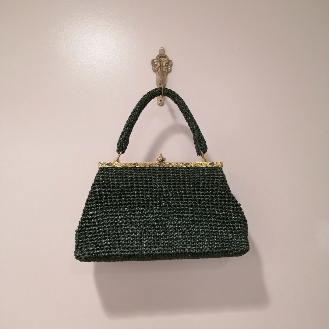 Vintage Basket Purse Basket Weave Purse Top Handle Mod Style Pin up ...