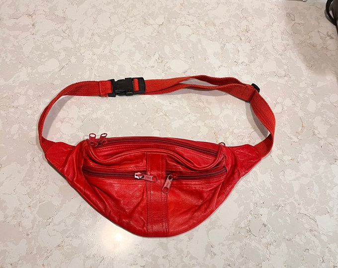 Vintage Leather Fanny Pack Soft Red Leather - Etsy