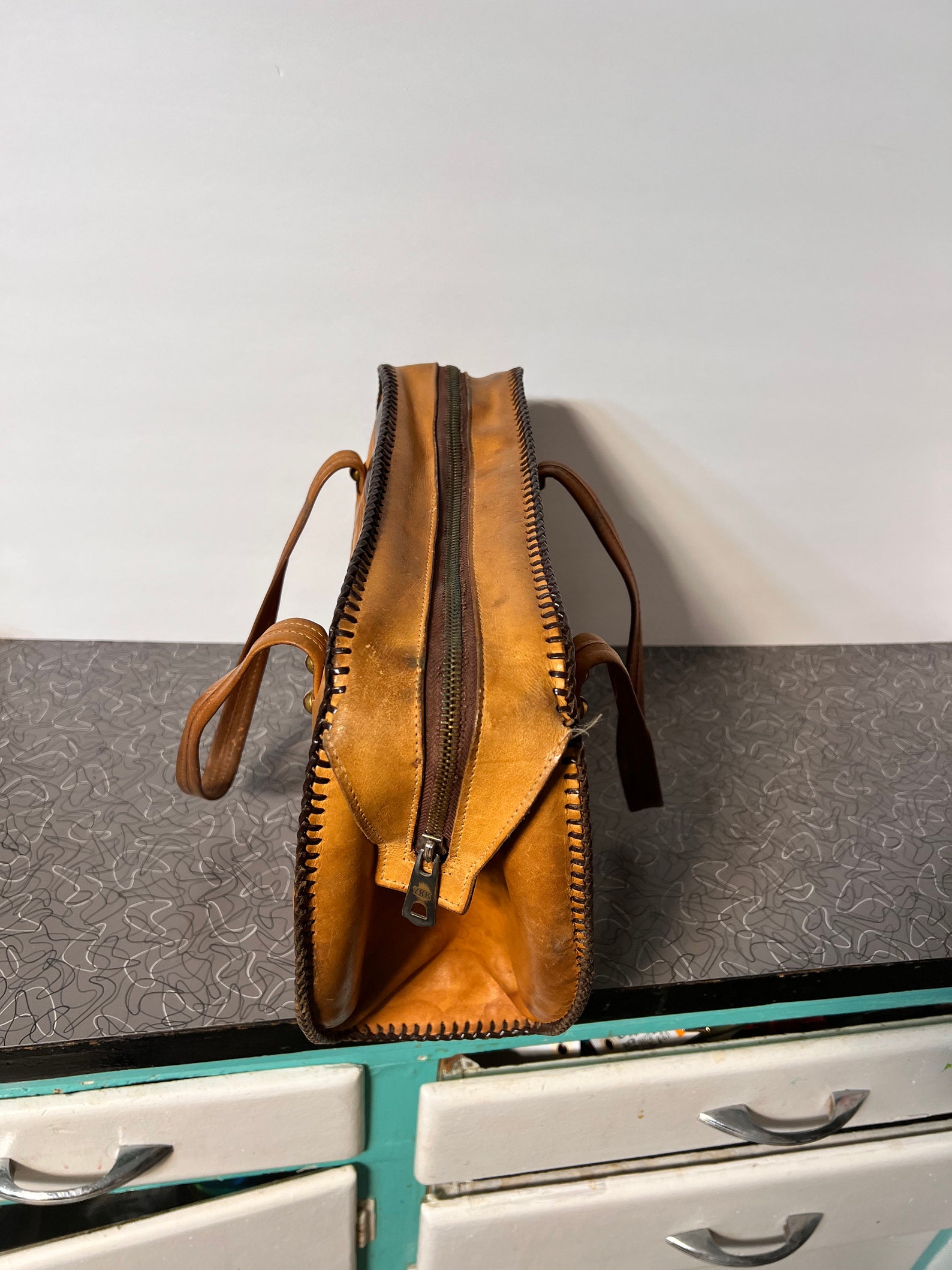 1970s Tooled Leather Purse Huge Boho Retro 1970's Tooled Leather ...