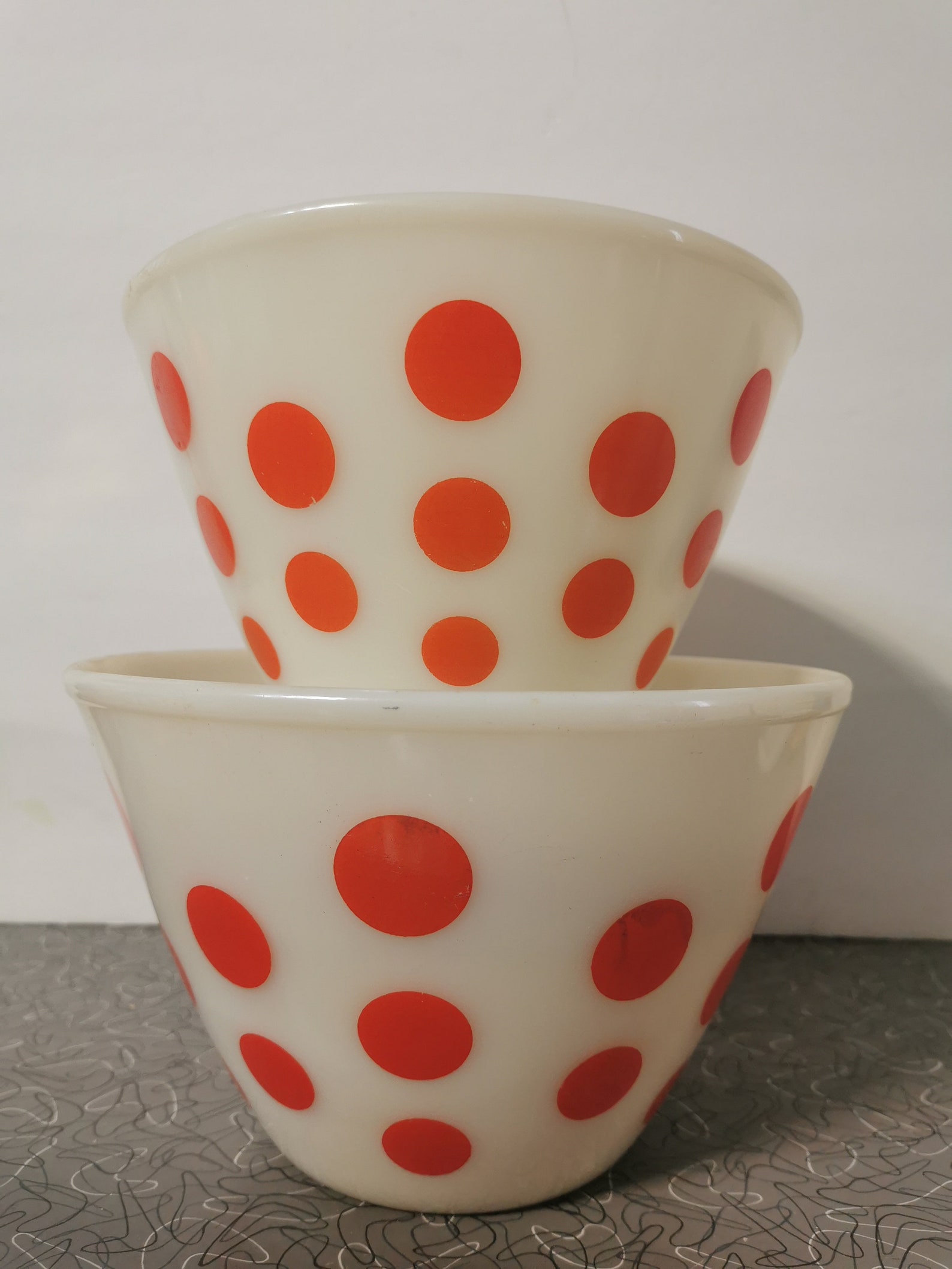 Fire King Red Dot Bowls - Etsy