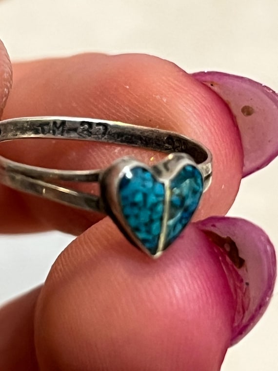 Vintage Turquoise Heart Ring 1970s Mexico Size 7 - Gem