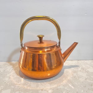 Vintage Copper Kettle With Brass Handle Mod Design - Etsy