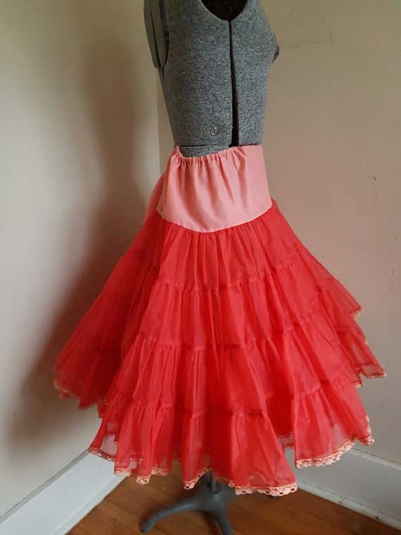 Vintage Red Petticoat 1950's Crinoline XXL - Gem