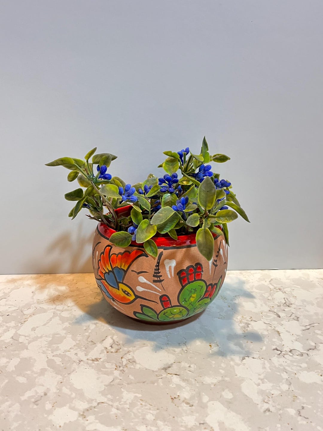 Vintage Rounded Pottery Planter Mexico - Etsy