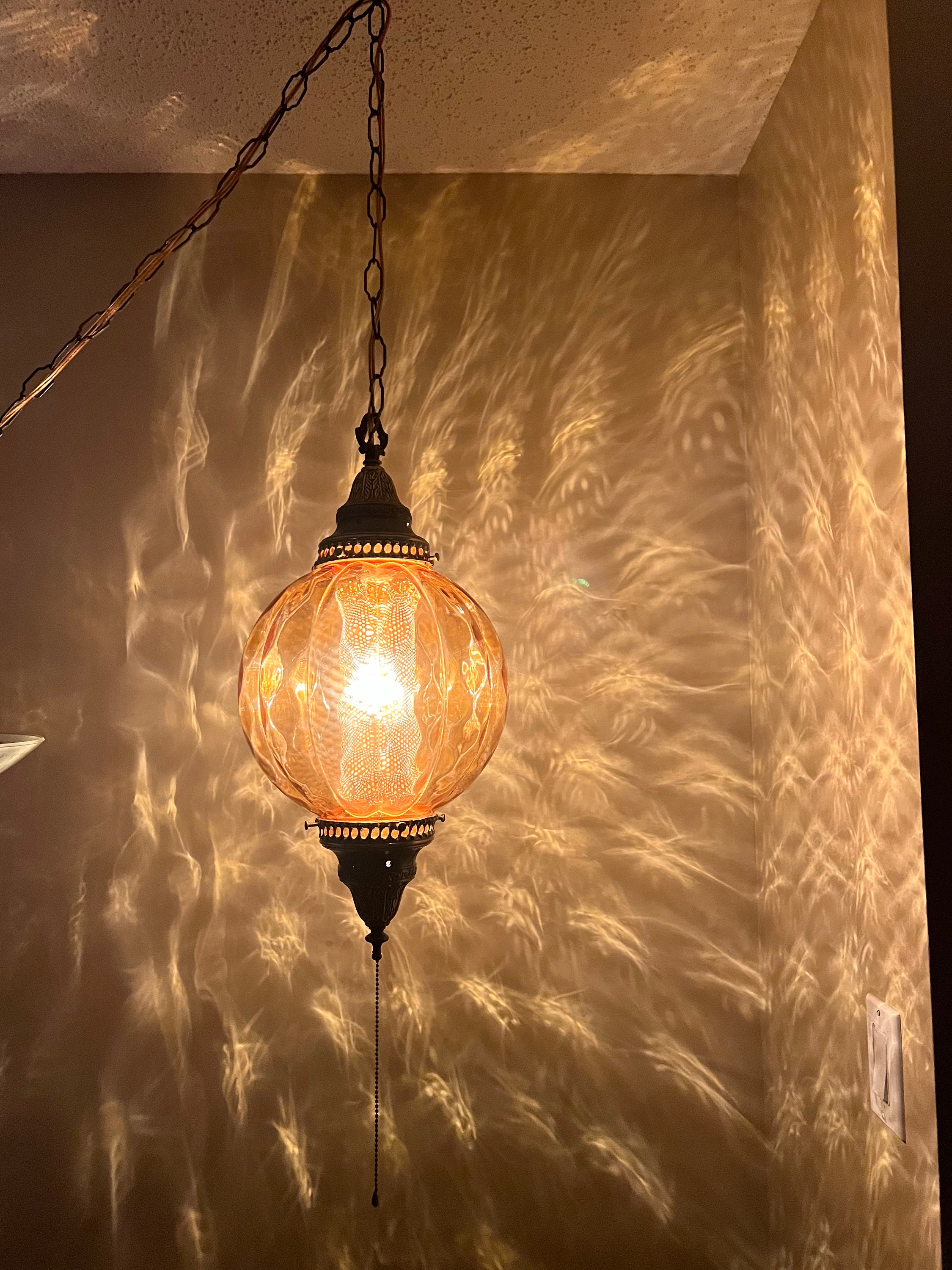 Vintage Amber Swag Lamp