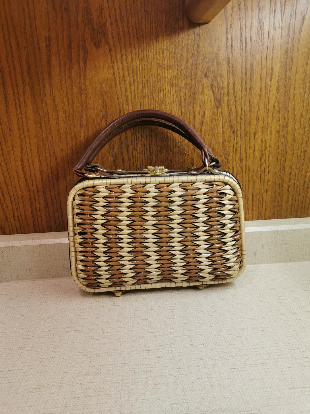 Vintage Basket Purse Basket Weave Purse Top Handle Mod Style Pin up ...