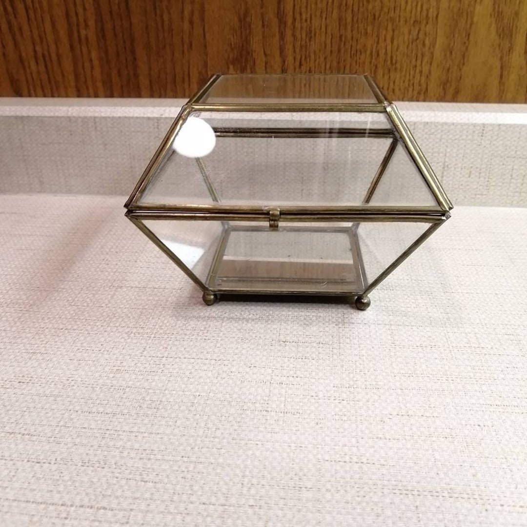Vintage Brass and Glass Curio Display Box - Etsy