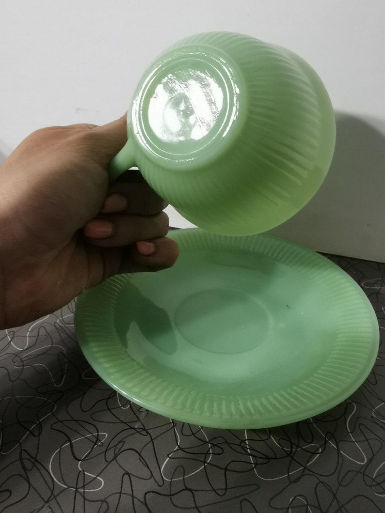 Jadeite Teacup and Saucer - Etsy