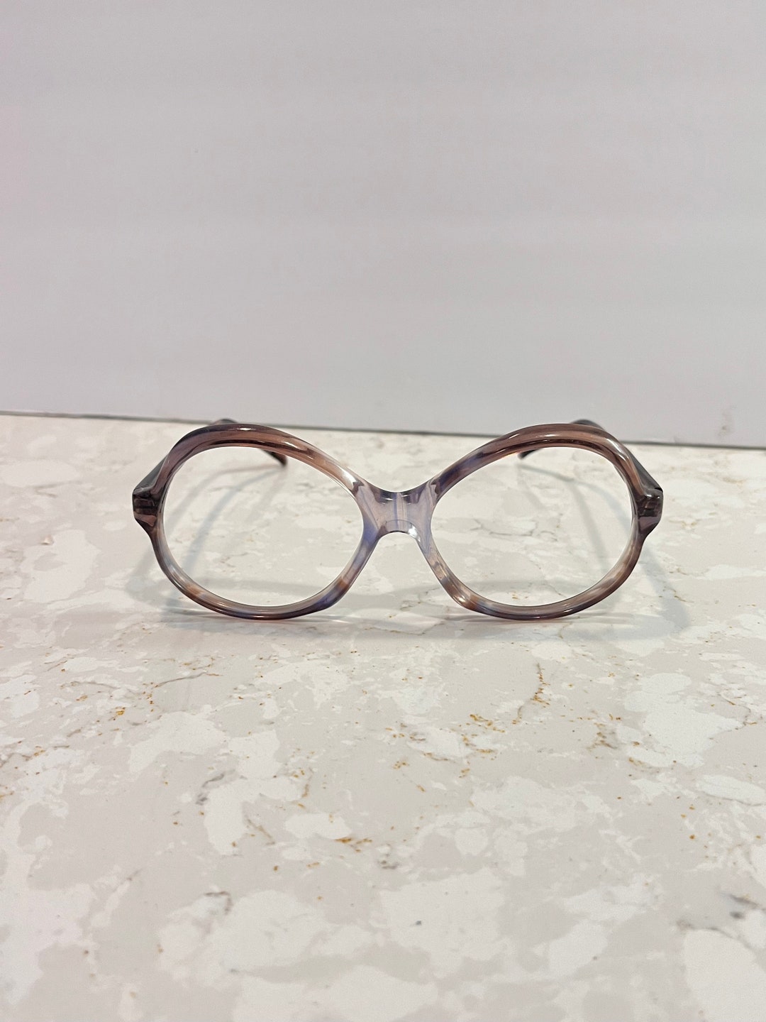 Vintage 1960s Round Mod Eyeglasses Purple Swirl Lucite Frames Glasses ...