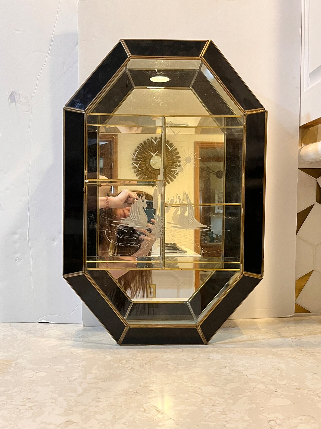 Vintage Brass Curio Cabinet Extra Large HUGE 24 In - Etsy