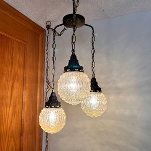 Triple Swag Lamp Hollywood Regency Mid Century Modern Swag Lamp Vintage ...