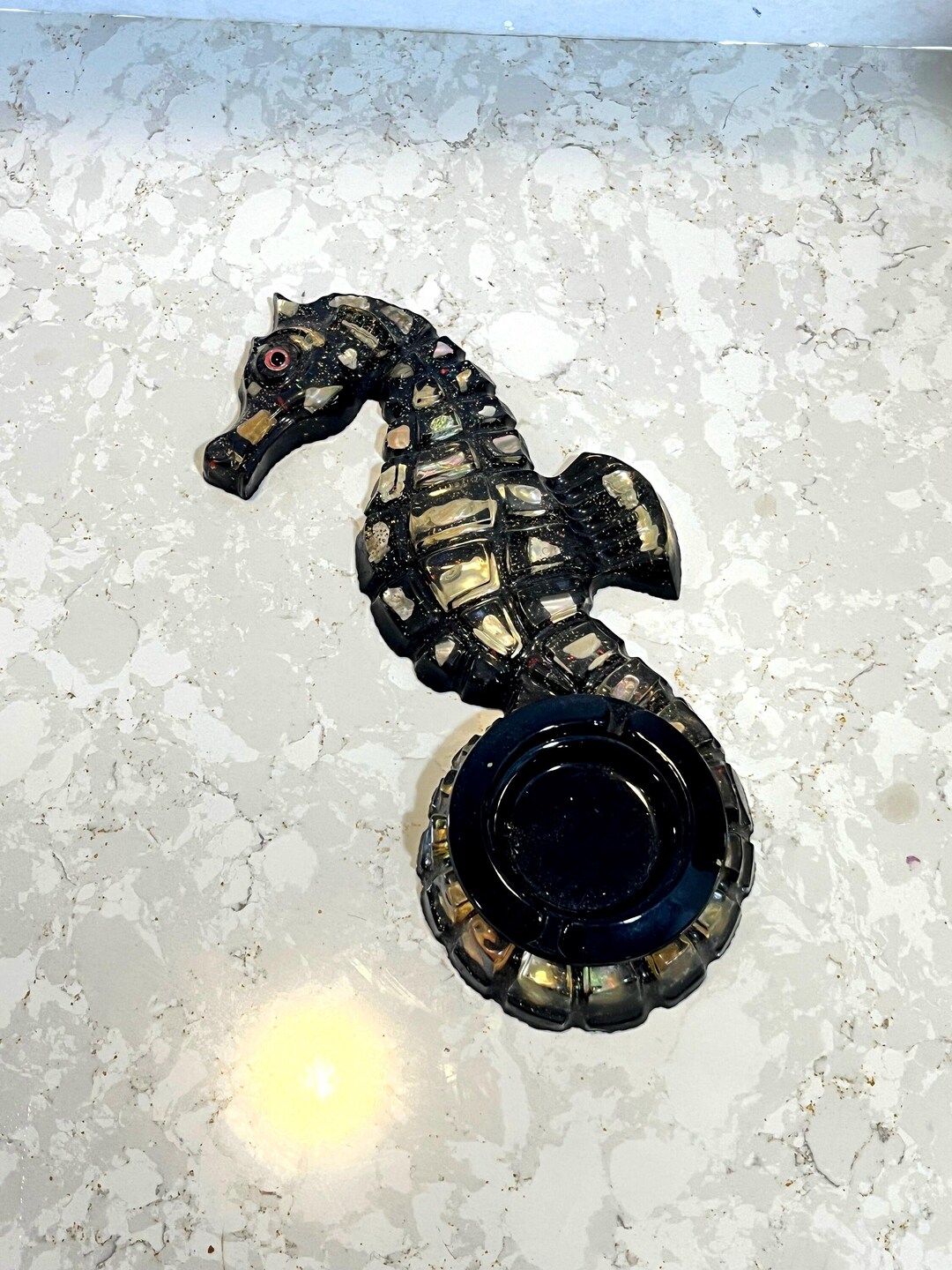 Vintage Lucite Abalone Seahorse Ashtray Huge Statement Piece - Etsy