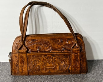 Vintage Large Tooled Leather Purse Huge Boho Retro 1970's | Etsy