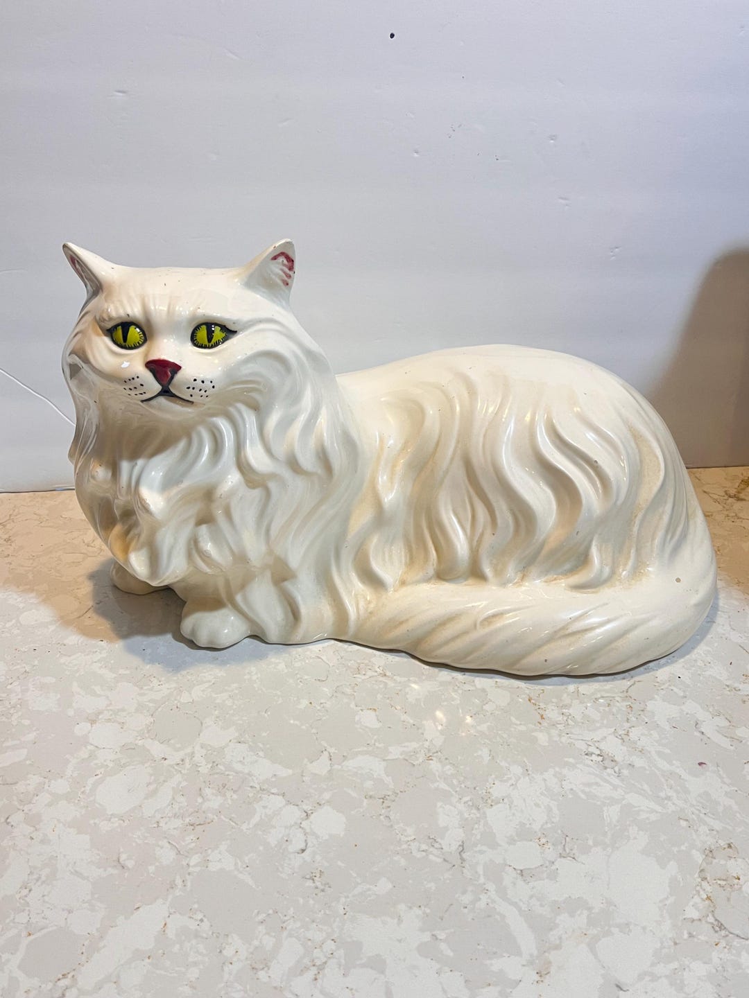 Life Size Ceramic Cat Tall Ceramic Cat Persian Giant Cat Kitsch Cute ...