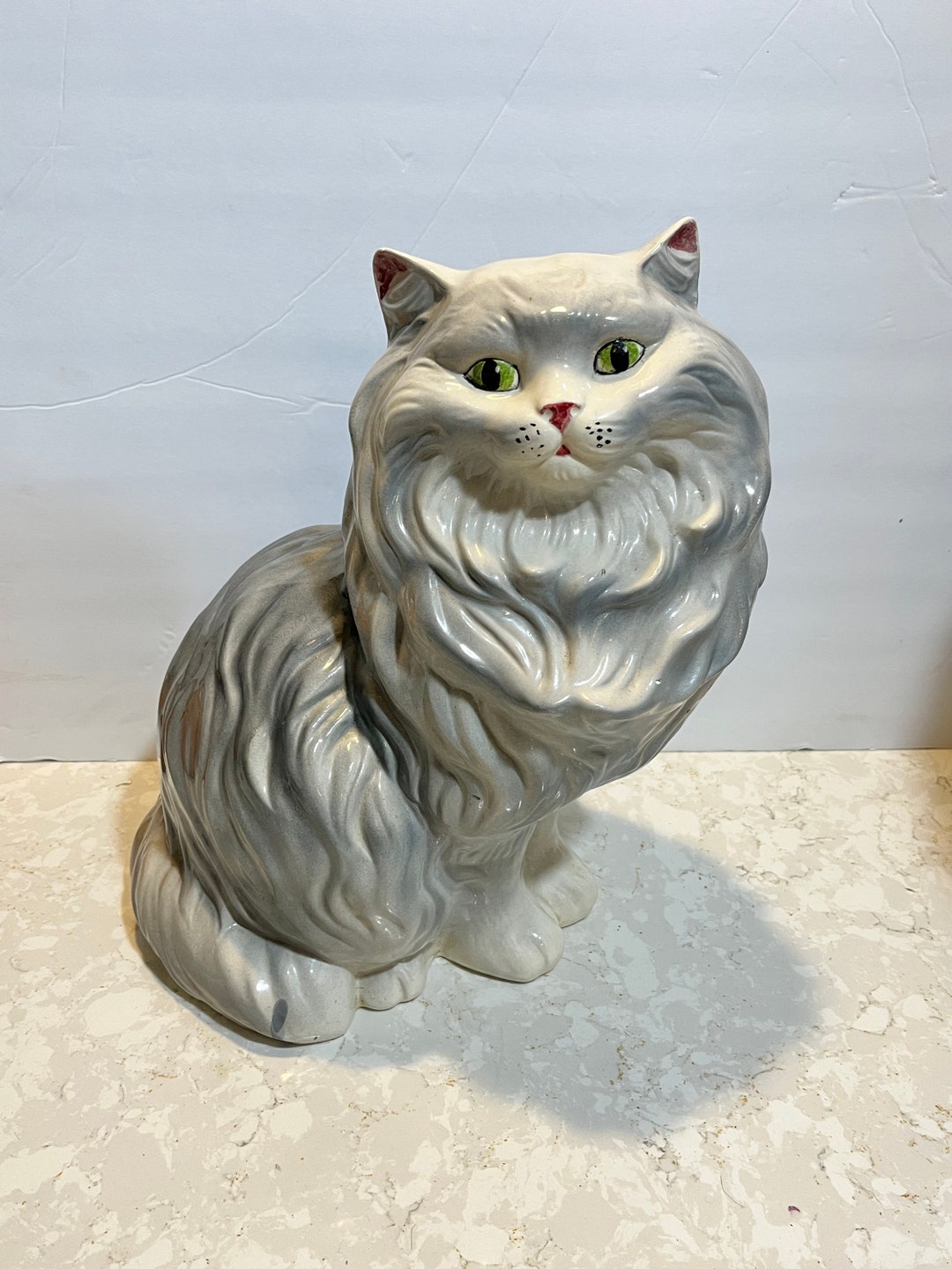 Life Size Ceramic Cat Tall Ceramic Cat Persian Giant Cat Kitsch Cute ...