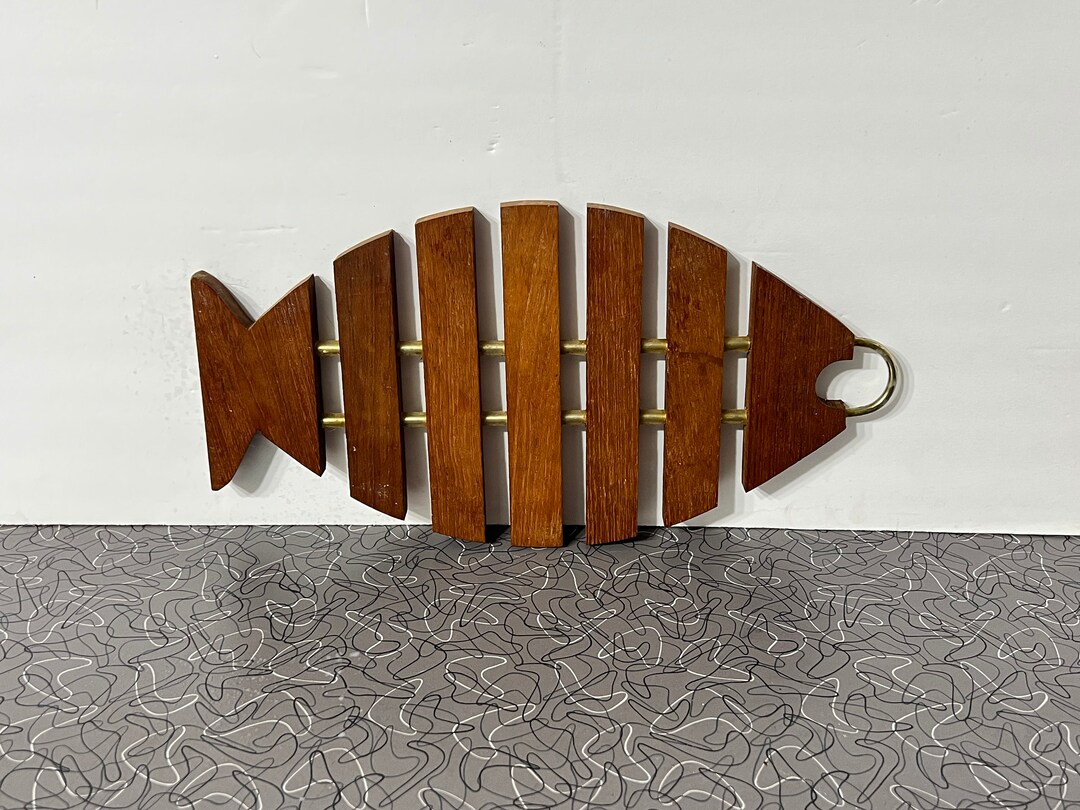 Mid Century Moderndanish Teak Fish Trivet Fish Tray Brass Detail - Etsy