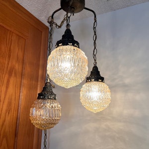 Triple Swag Lamp Hollywood Regency Mid Century Modern Swag Lamp Vintage ...