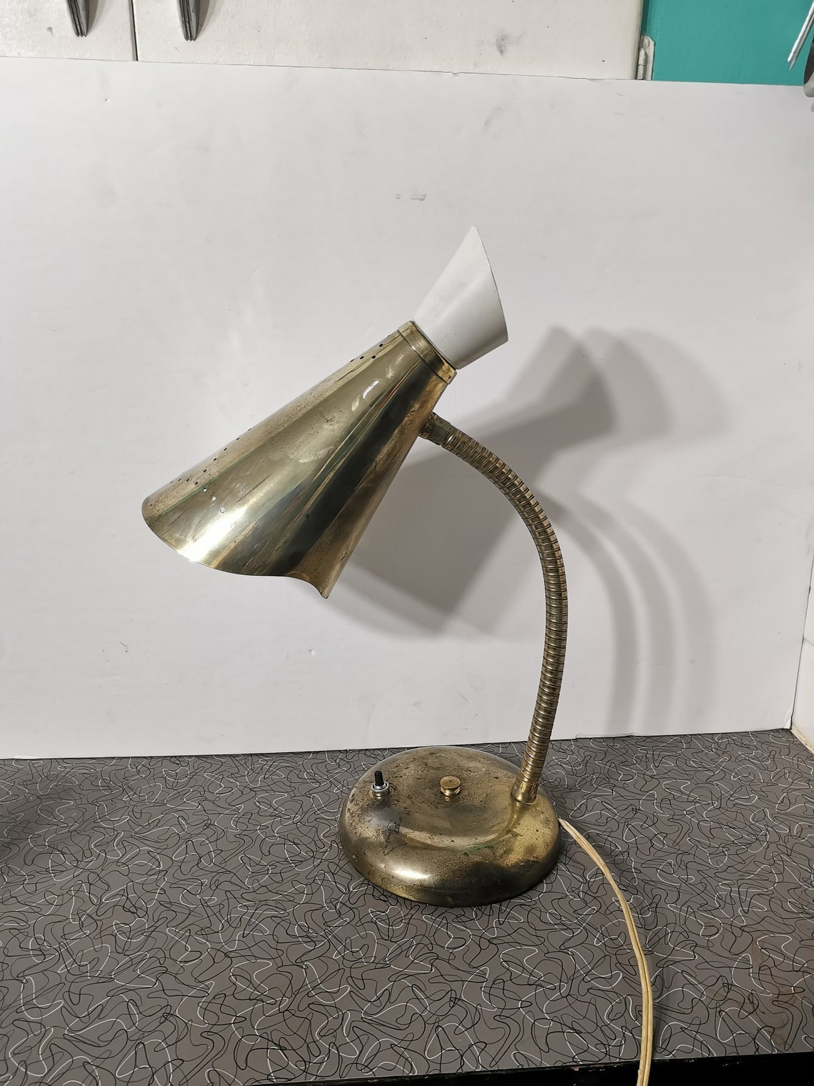Mid Century Modern Goose Neck Desk Lamp Brass 1950's Mod - Etsy