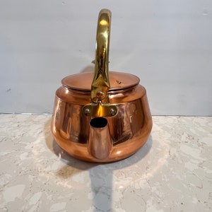 Vintage Copper Kettle With Brass Handle Mod Design - Etsy
