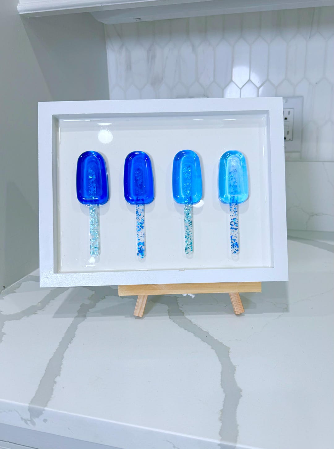 Resin Popsicle Pop Art 12”x9”: Four Resin Resin Popsicle on a Wood ...