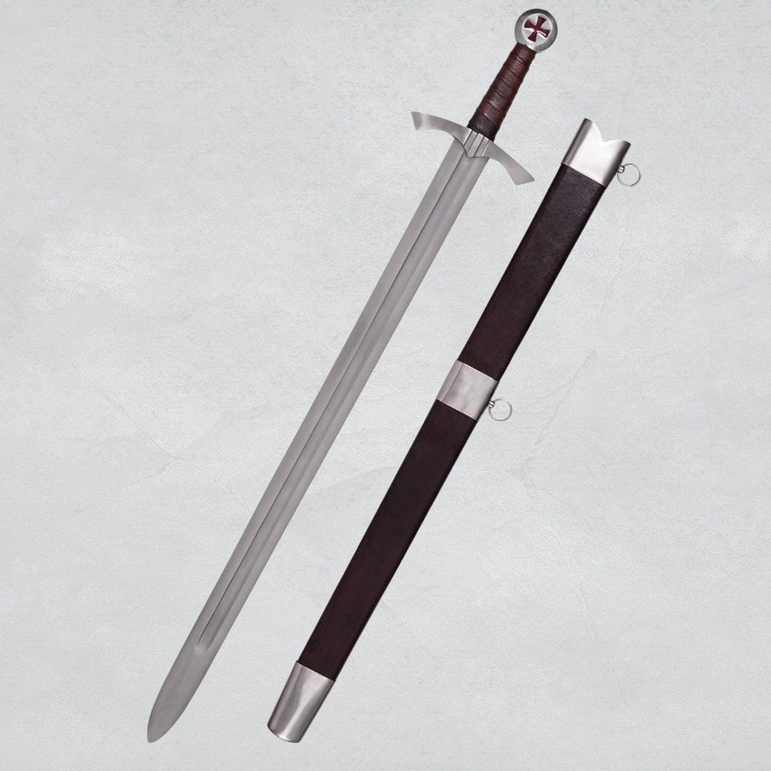Handmade Templar Knight Sword: Medieval Crusader Replica With Scabbard ...