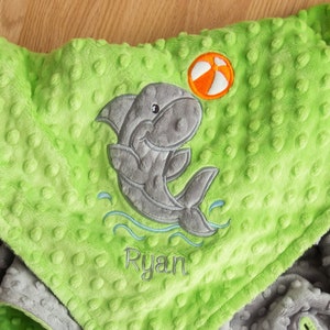 Shark Personalized Minky Baby Blanket, Personalized Minky Baby Blanket ...