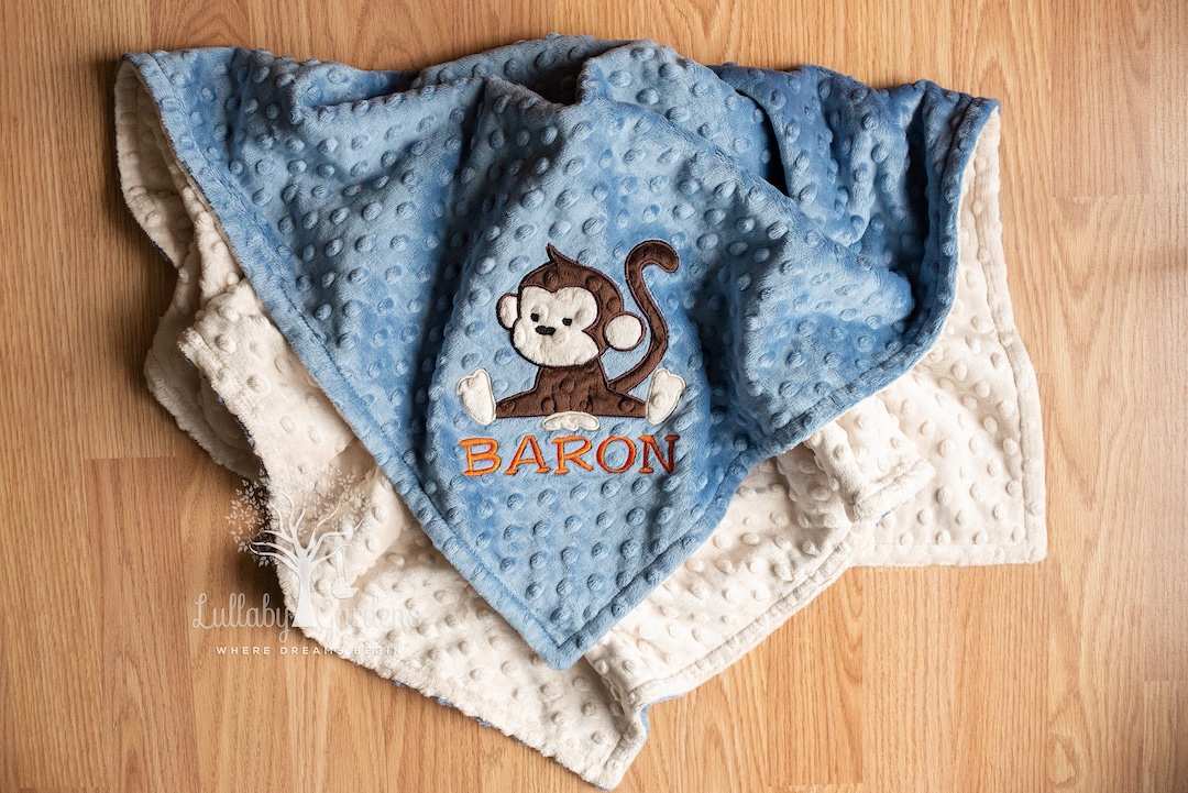 Monkey Minky Baby Blanket, Baby Boy Gift, Baby Boy Blanket ...