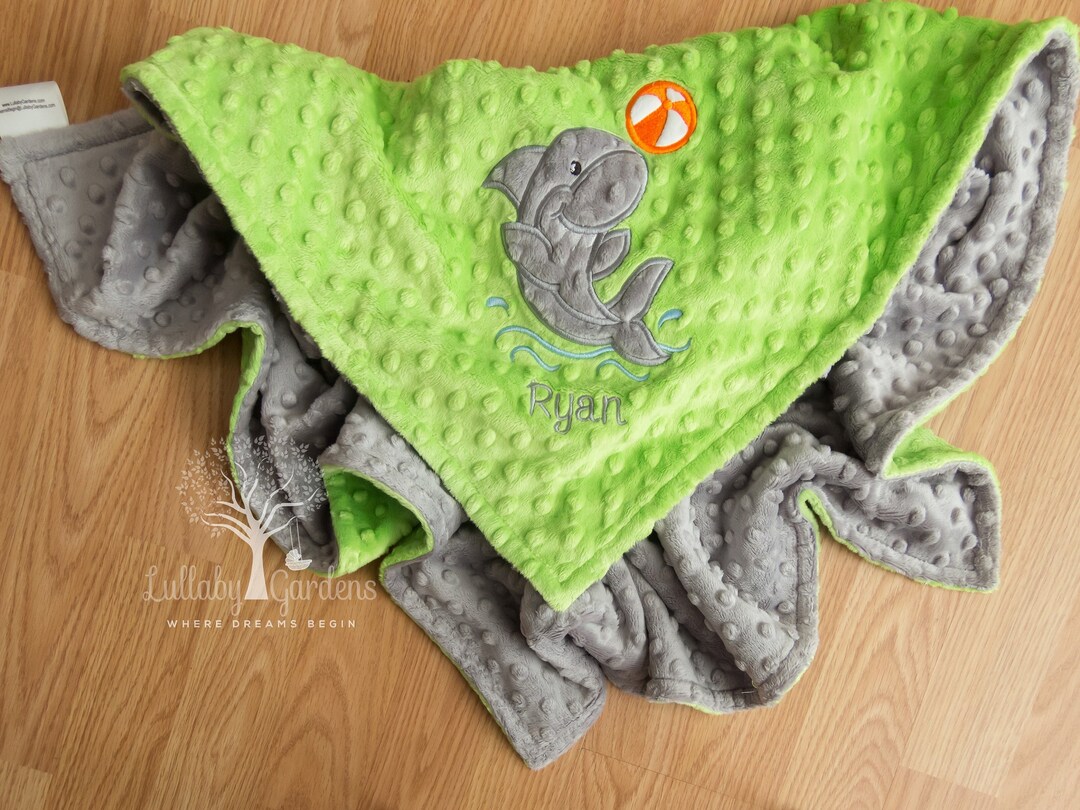 Shark Personalized Minky Baby Blanket, Personalized Minky Baby Blanket ...