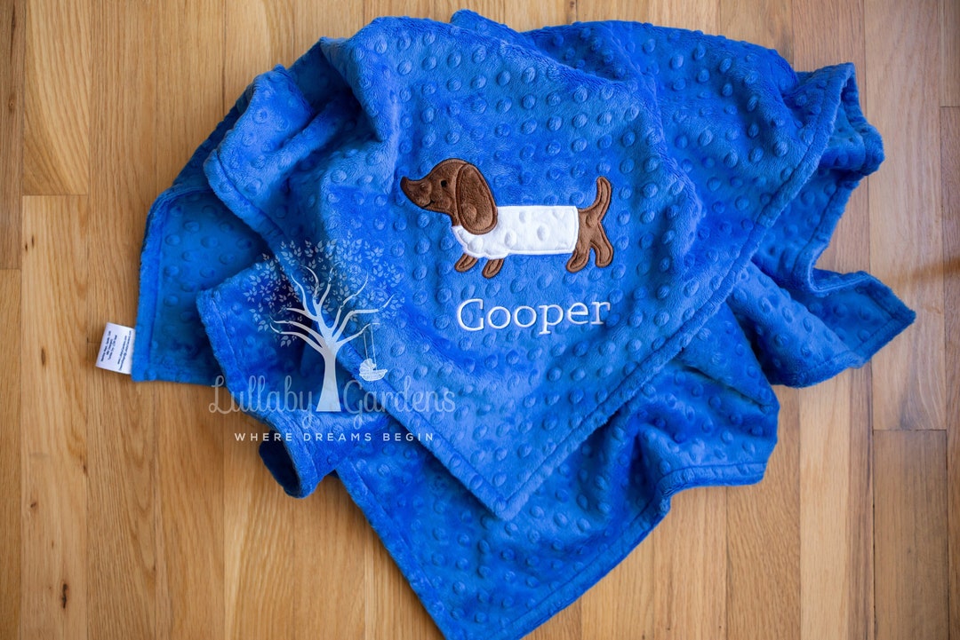 Dachshund Dog Appliqued Minky Baby Blanket, Personalized - Etsy