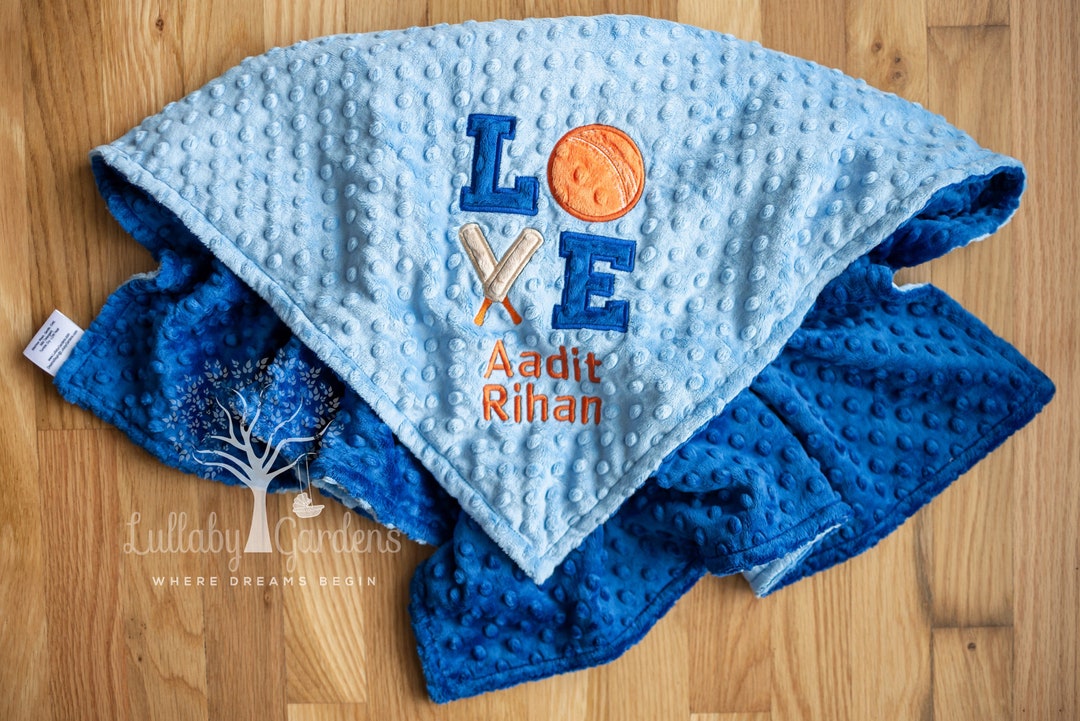 Personalized Baby Boy Minky Blanket, Appliqued Love Cricket, Stroller ...