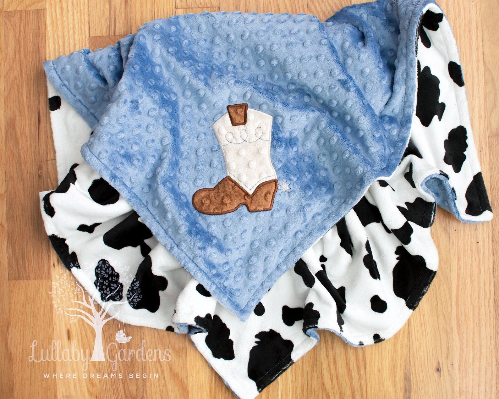 Appliqued Cowboy Boot Minky Blanket, Personalized and Customizable - Etsy