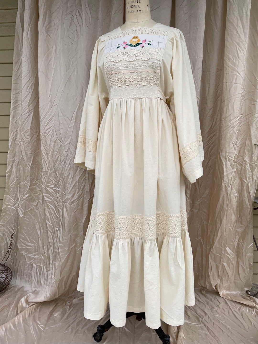 Vintage Style Dress in Muslin With Vintage Lace and Trims Now Over 10% ...