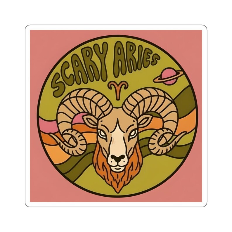 Scary Aries Ram Zodiac Sticker | Kiss-cut Sticker - Etsy