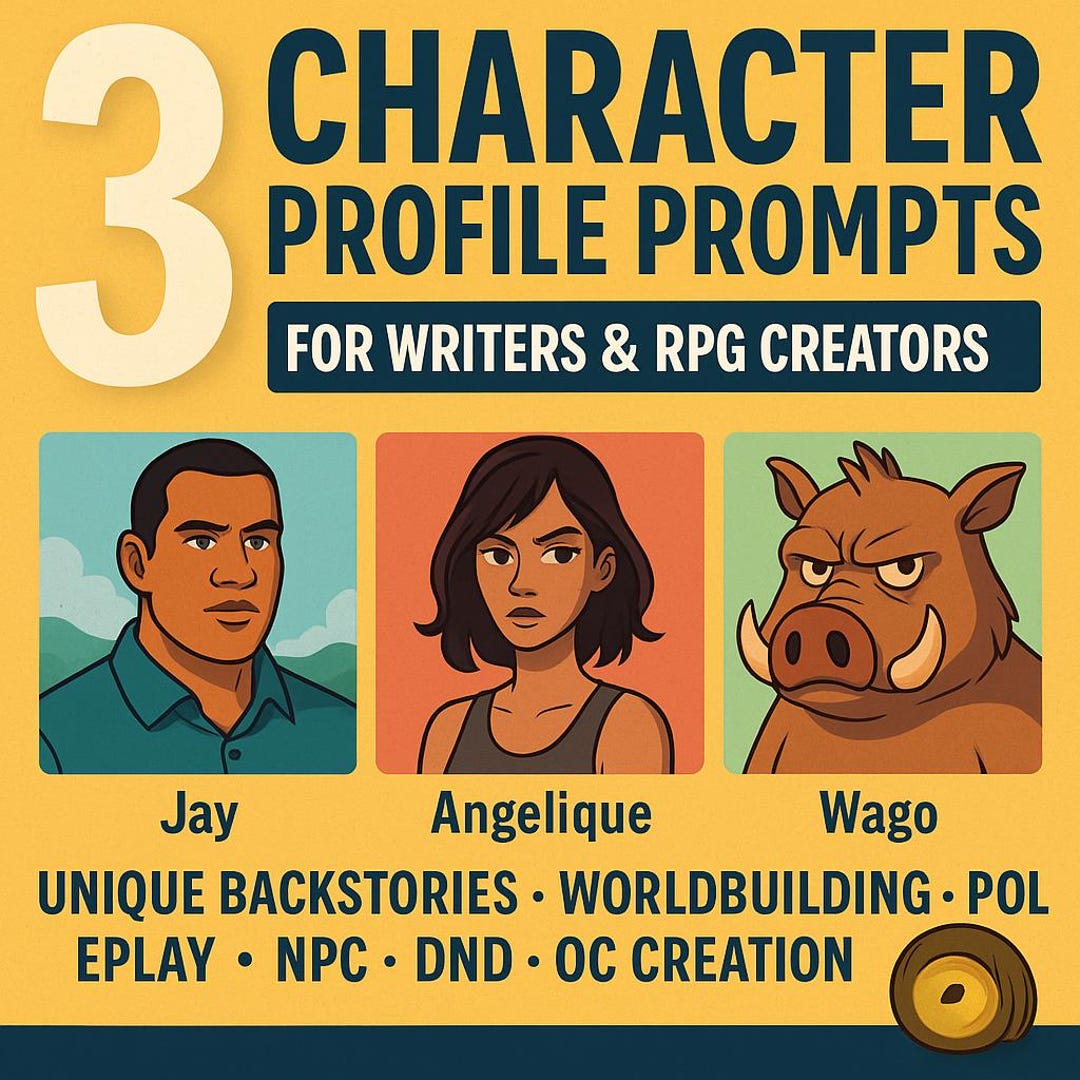 3 Character Profile Prompts for Writers & Game Creators | Unique ...