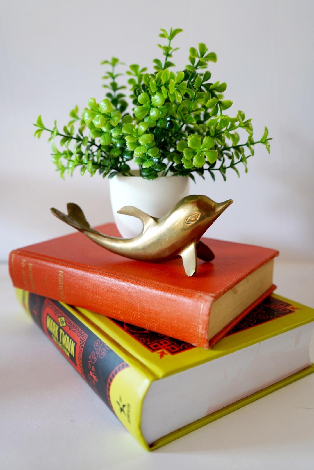 Solid Brass Dolphin Figurine - Etsy