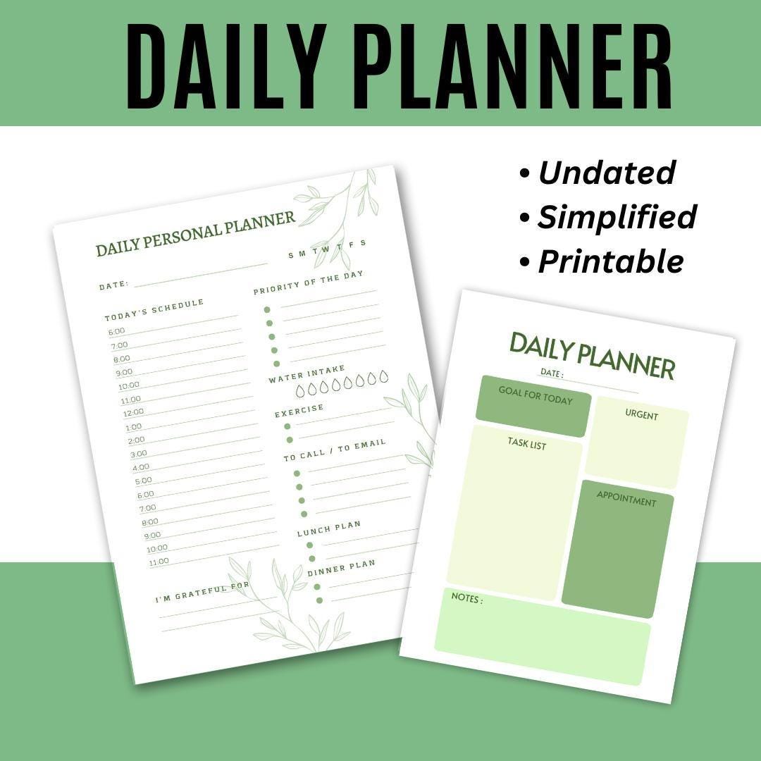 Printable Daily Planner Template, Daily Schedule, Gratitude Agenda ...