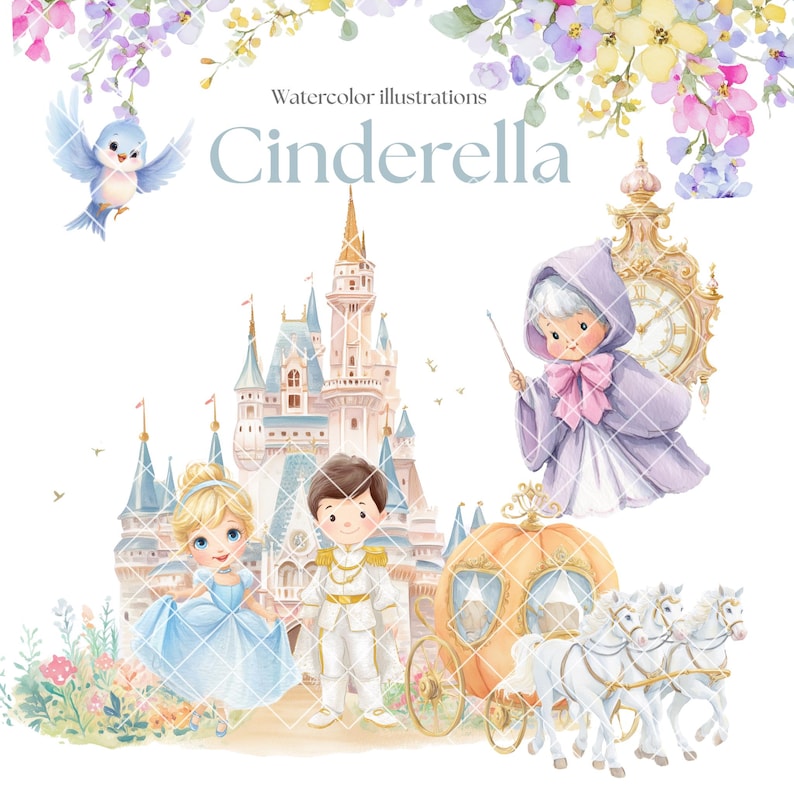 Cinderella Clip Art: Princess Fairytale Graphics (digital Download ...