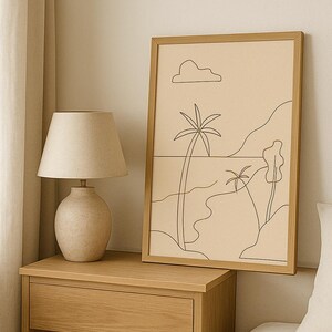 Tropical Lines – Minimalist Palm Tree Line Art Print | Coastal Bedroom ...