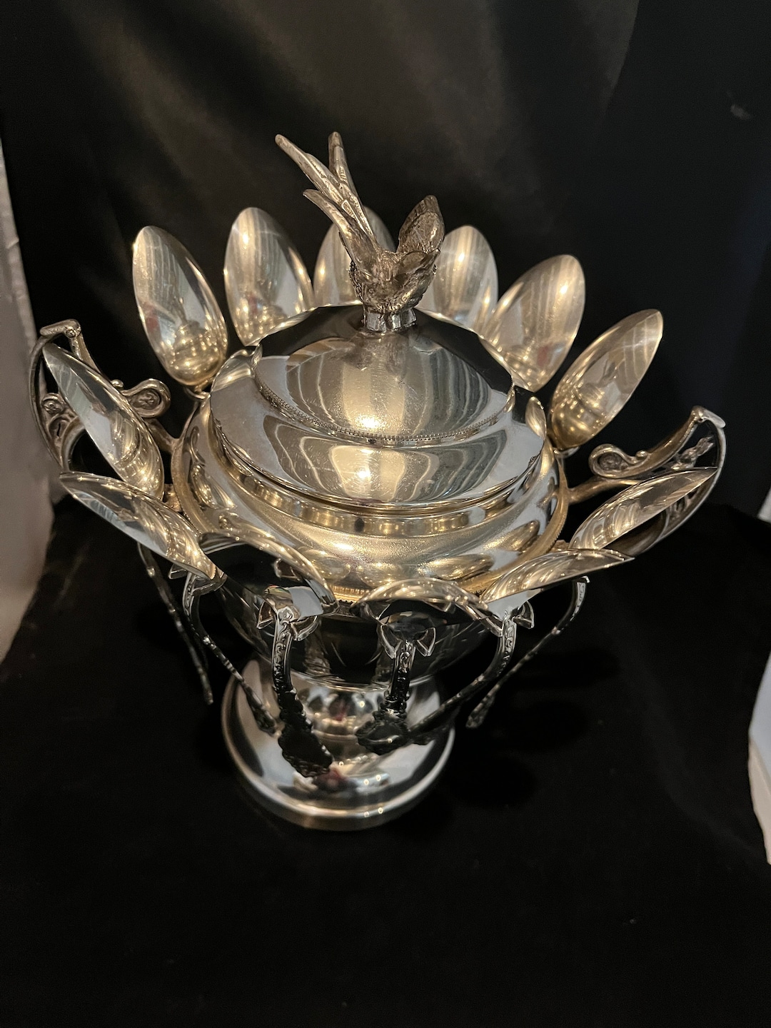 Victorian Silver Plate Spooner/sugar Bowls With 12 Matching Spoons - Etsy