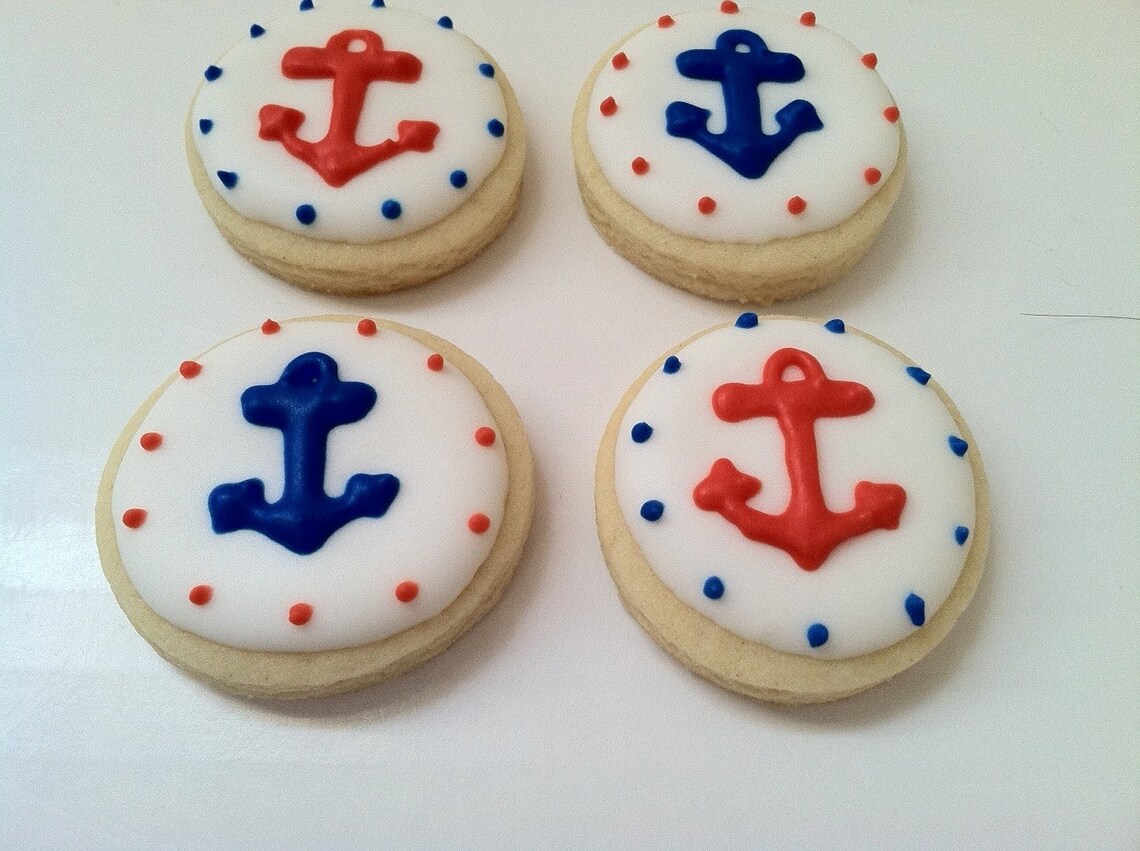Nautical Theme Cookies, Anchor and Life Preserver Sugar, Baby Shower ...