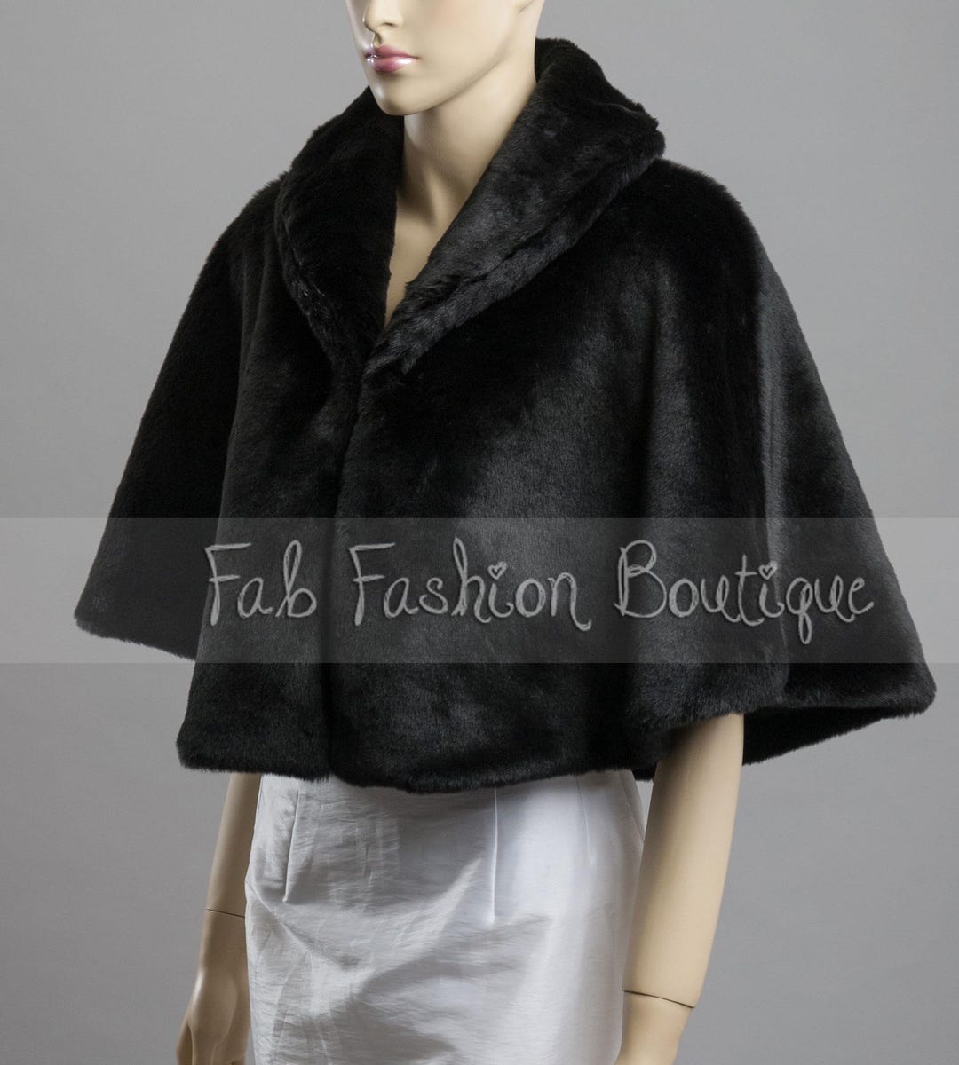 Black Faux Fur Bridal Caplet: Wedding Shrug Shawl - Etsy