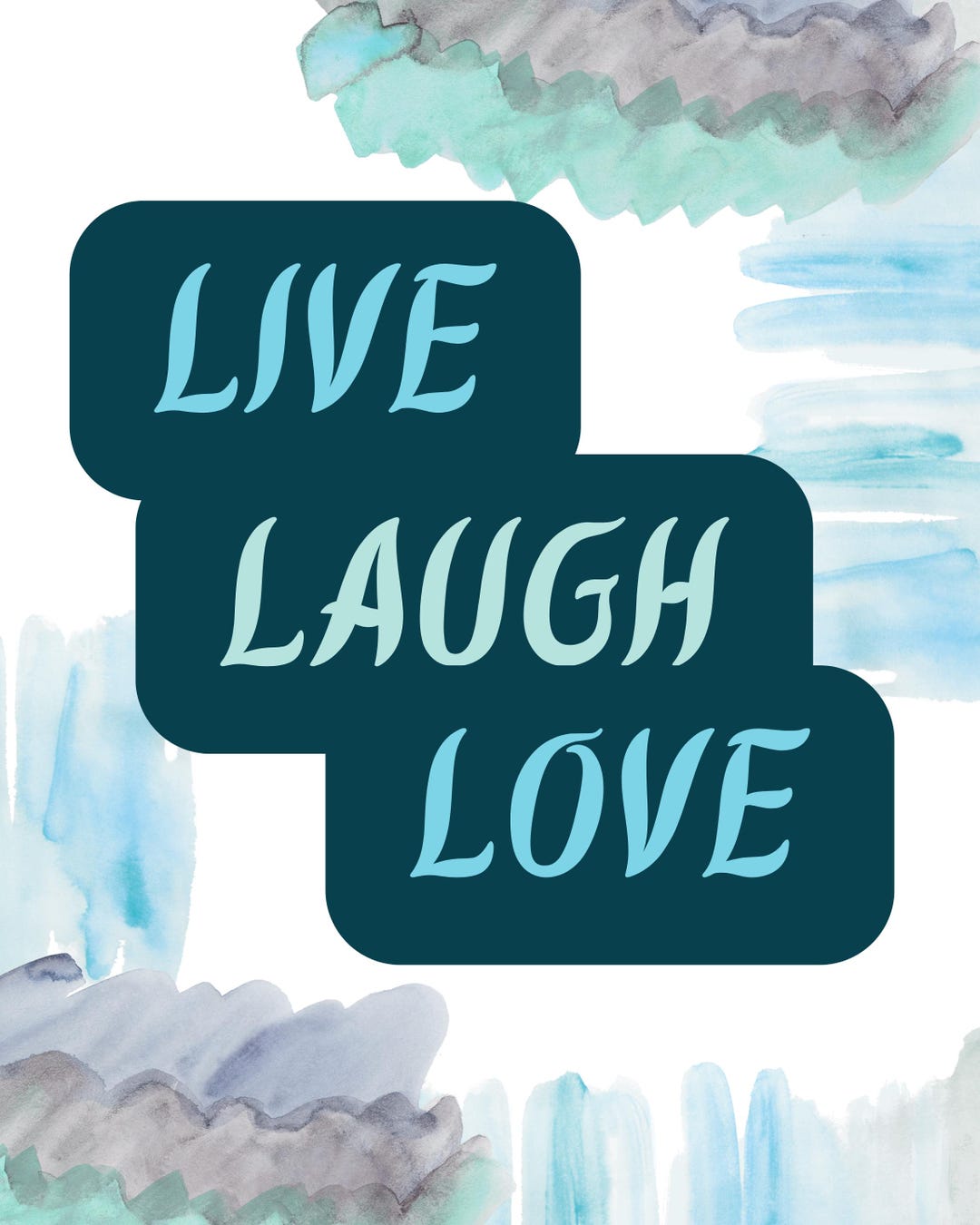 Live Laugh Love Wall Art – Watercolor Printable Quote Poster, Boho Home ...