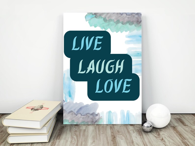 Live Laugh Love Wall Art – Watercolor Printable Quote Poster, Boho Home ...